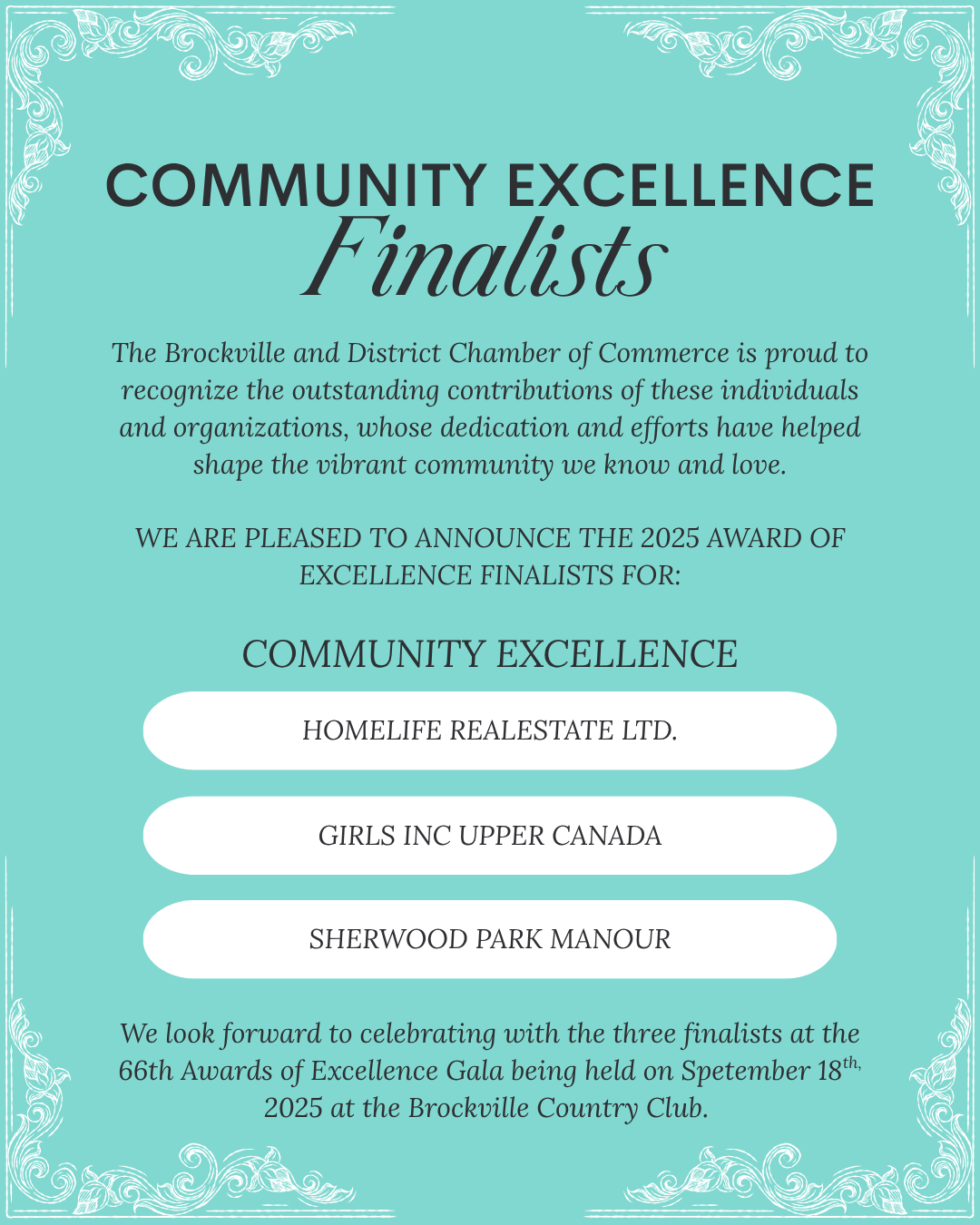 Brockville Chamber of Commerce | Community Excellence Finalists Announced